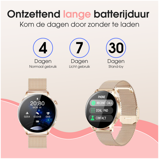 Dames smartwatch rosé goud met Stappenteller – SAMMIT